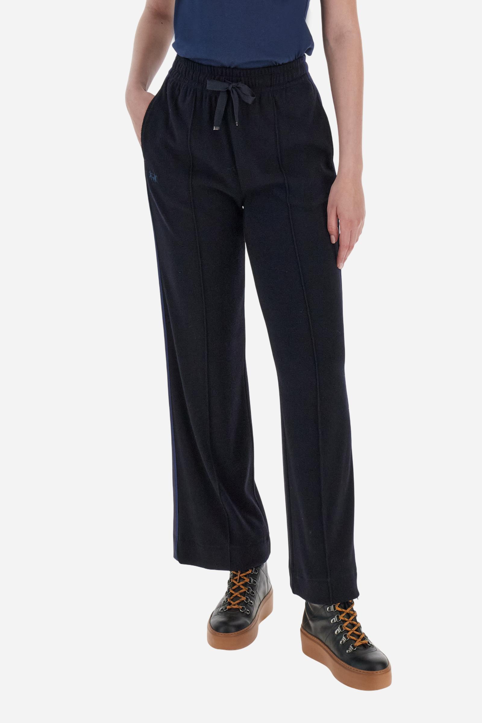 Women’s joggers cotton interlock fleece with striped bands - Bhima | La ...